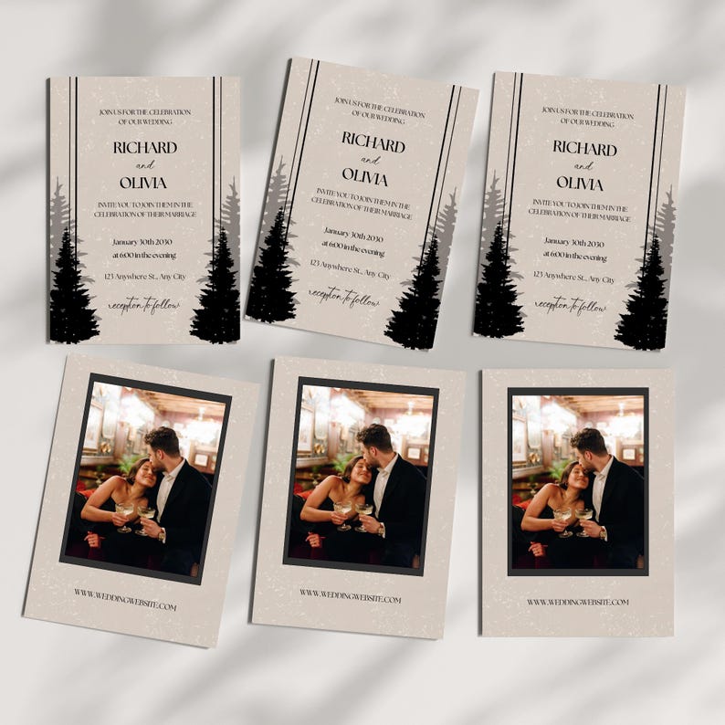 Rustic Forest Wedding Invitation | Elegant Woodland Wedding Template - Etsy