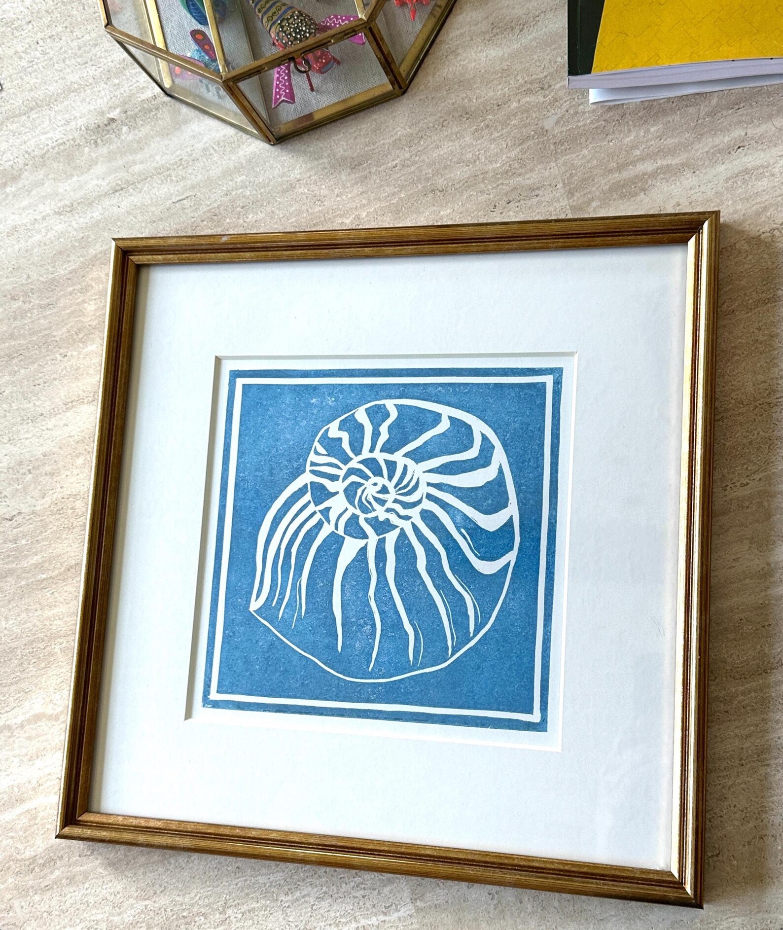 Nautilus | Beach | Ocean Art | Shell | Linocut | Wall Art | Gift ...