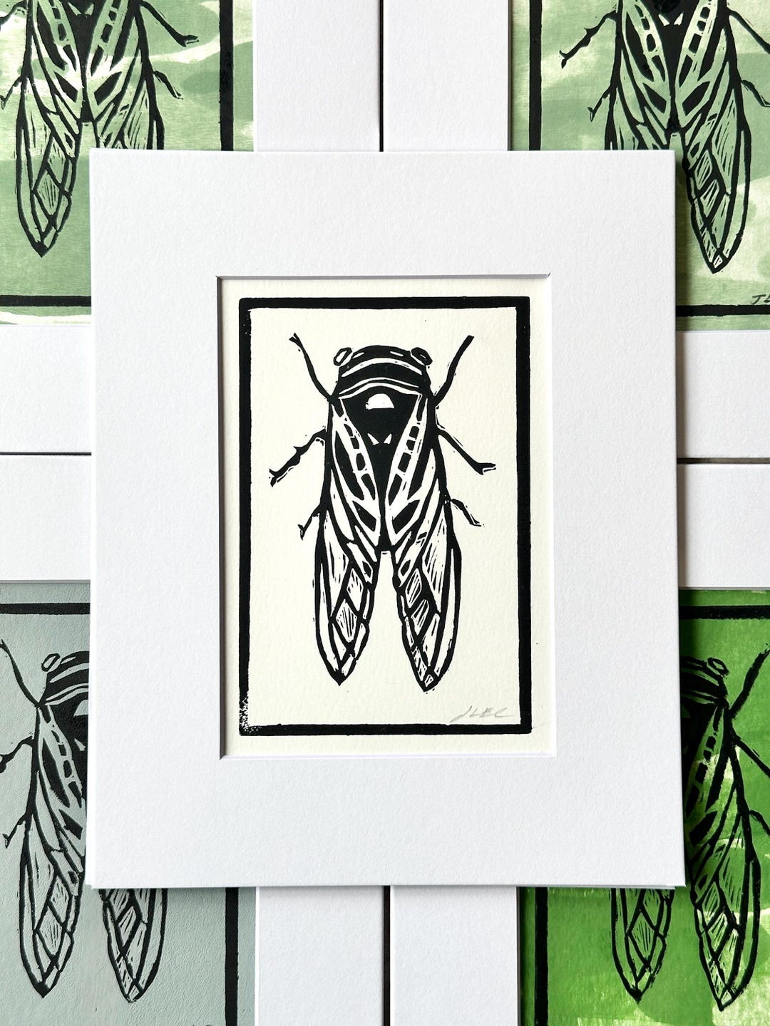 Cicada Summer | Linocut Print | Block Print | Insect | Bug | Summer ...