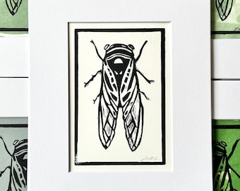 Cicada Summer | Linocut Print | Block Print | Insect | Bug | Summer ...