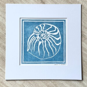 Nautilus | Beach | Ocean Art | Shell | Linocut | Wall Art | Gift ...