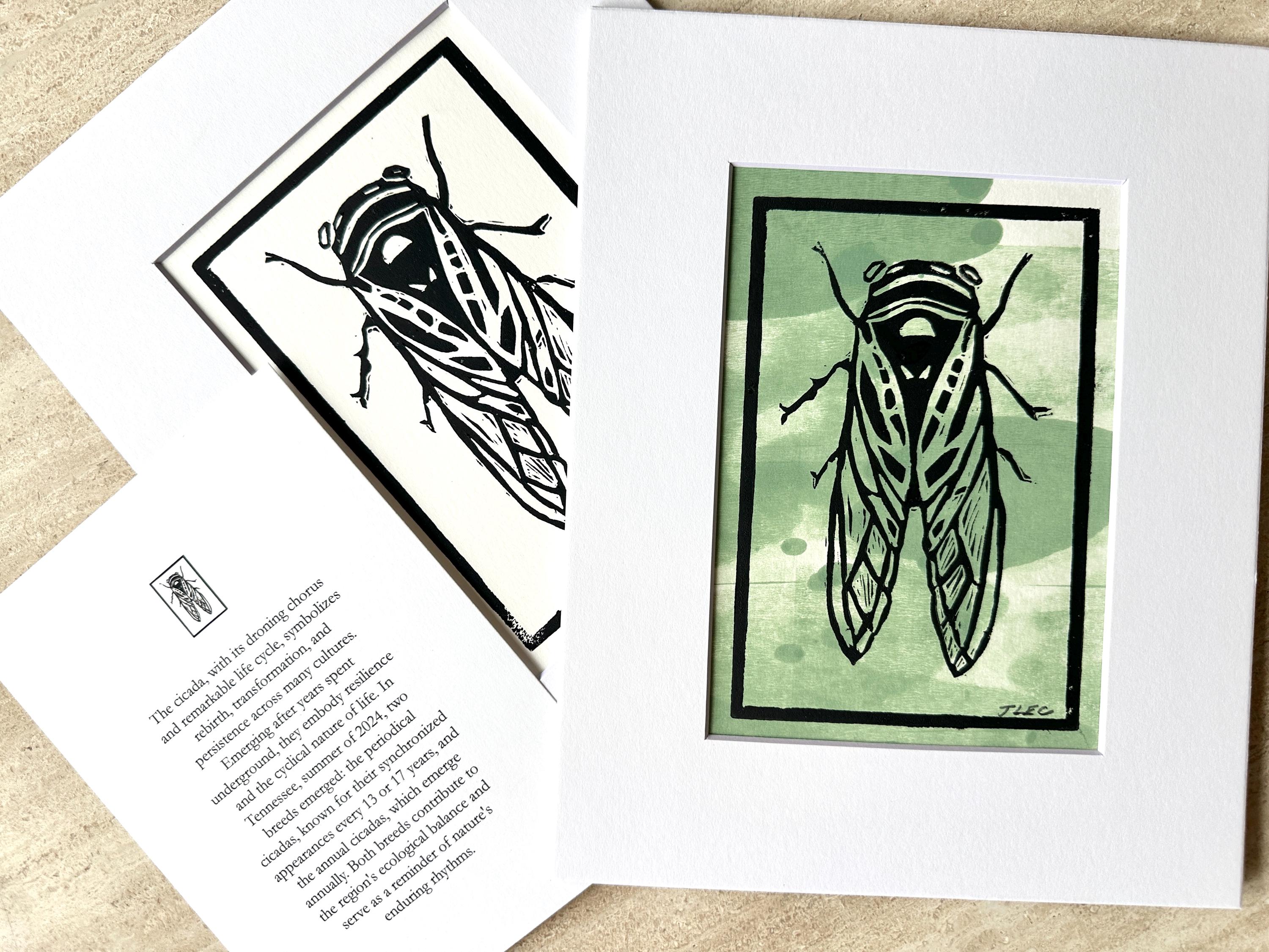 Cicada Summer | Linocut Print | Block Print | Insect | Bug | Summer ...
