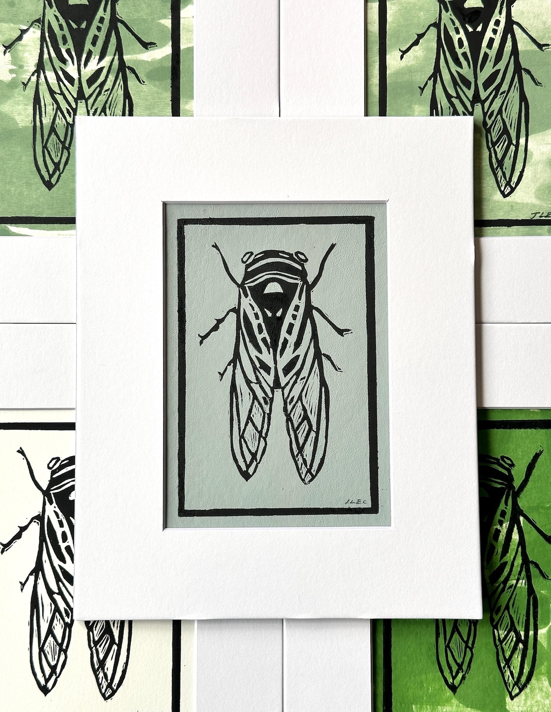 Cicada Summer | Linocut Print | Block Print | Insect | Bug | Summer ...