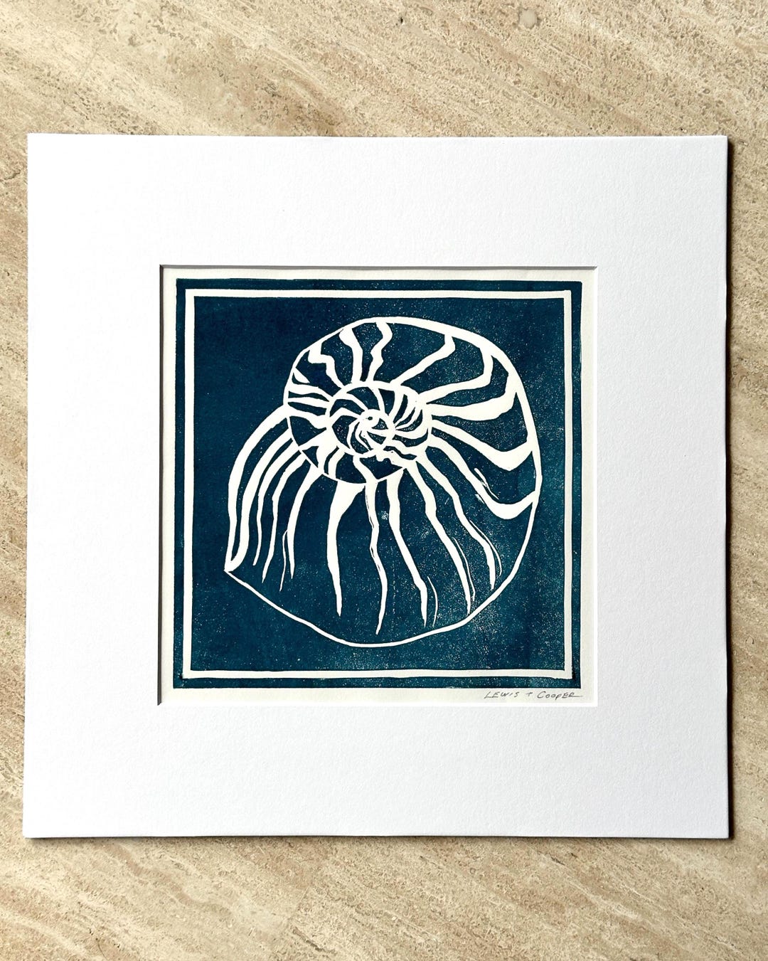 Nautilus | Beach | Ocean Art | Shell | Linocut | Wall Art | Gift ...