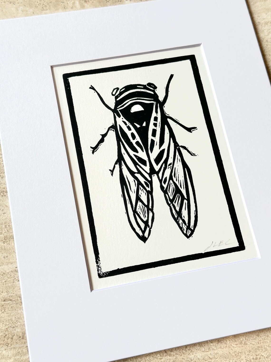 Cicada Summer | Linocut Print | Block Print | Insect | Bug | Summer ...