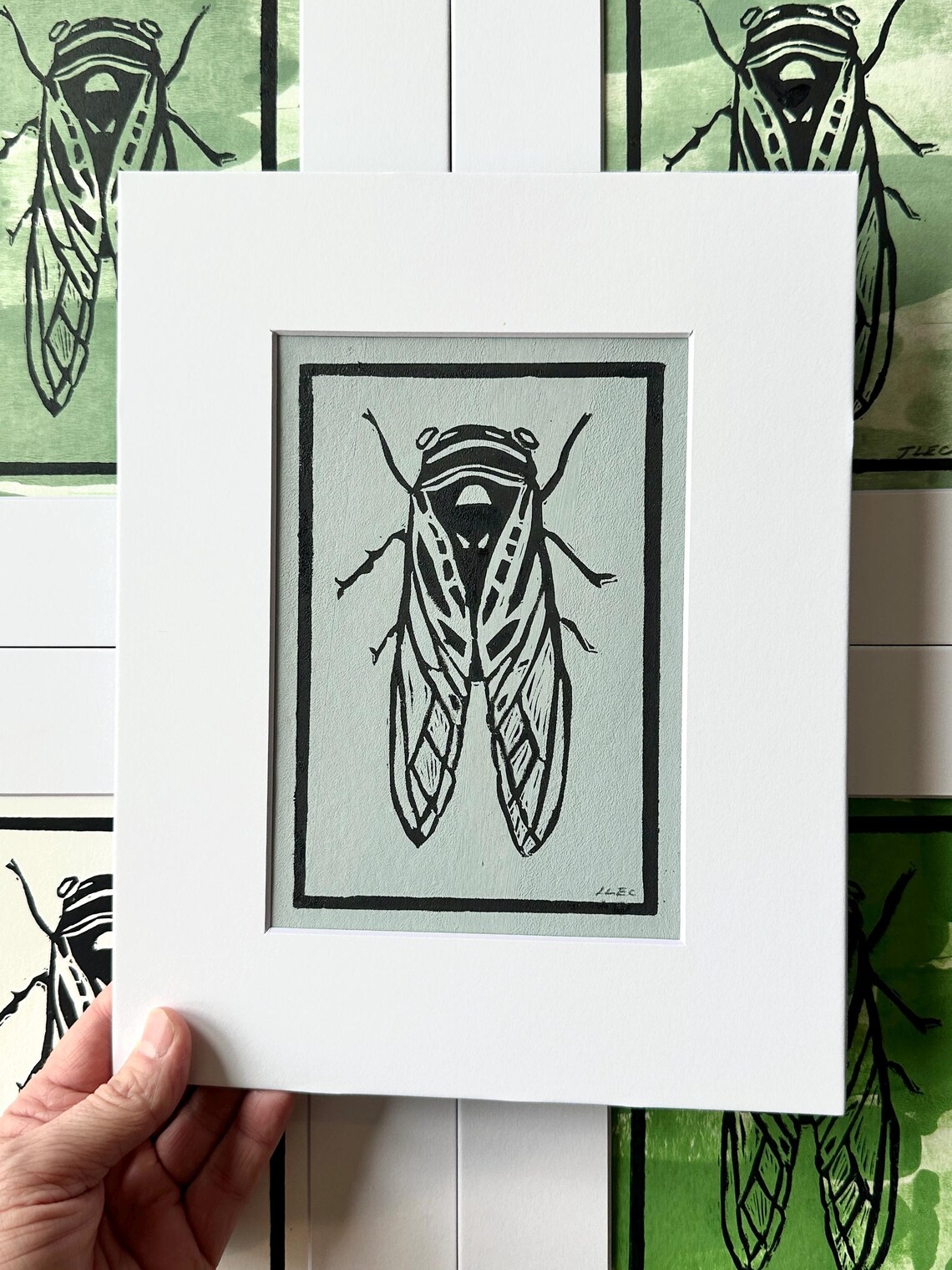 Cicada Summer | Linocut Print | Block Print | Insect | Bug | Summer ...