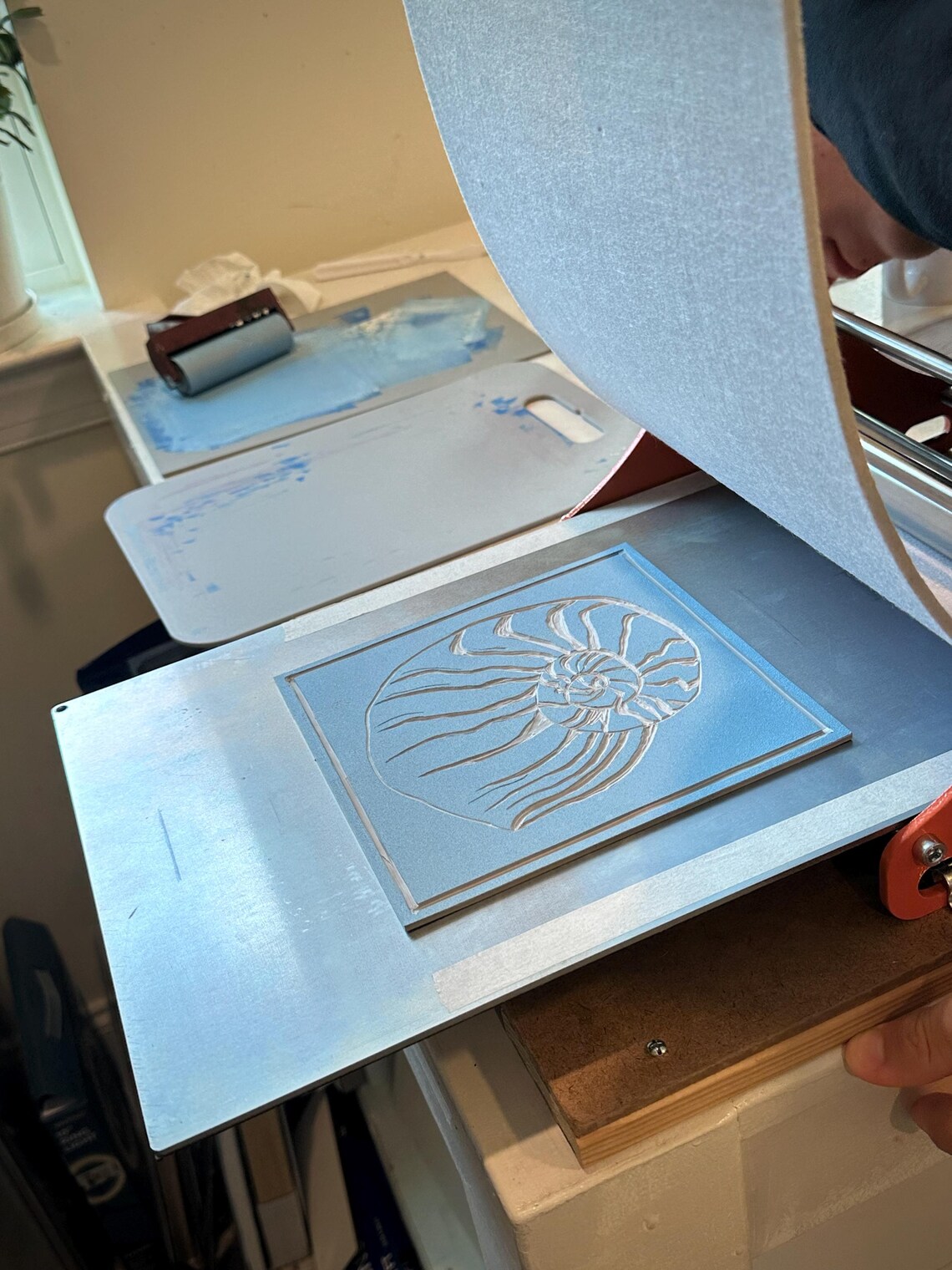 Nautilus | Beach | Ocean Art | Shell | Linocut | Wall Art | Gift ...