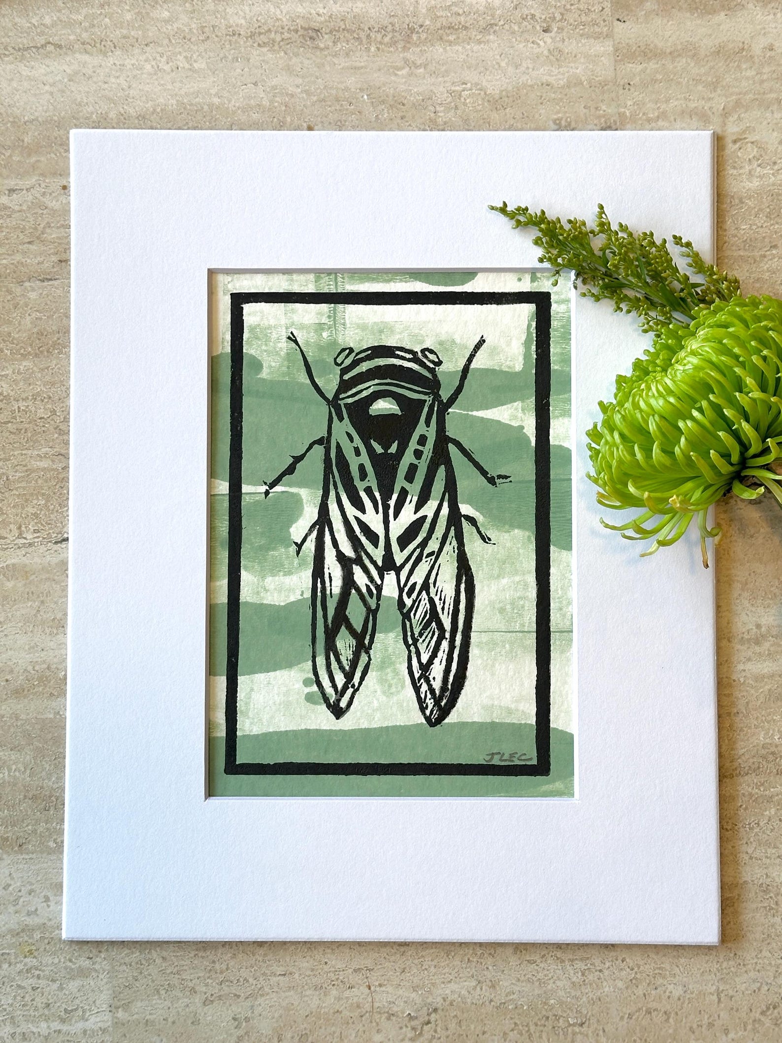 Cicada Summer | Linocut Print | Block Print | Insect | Bug | Summer ...