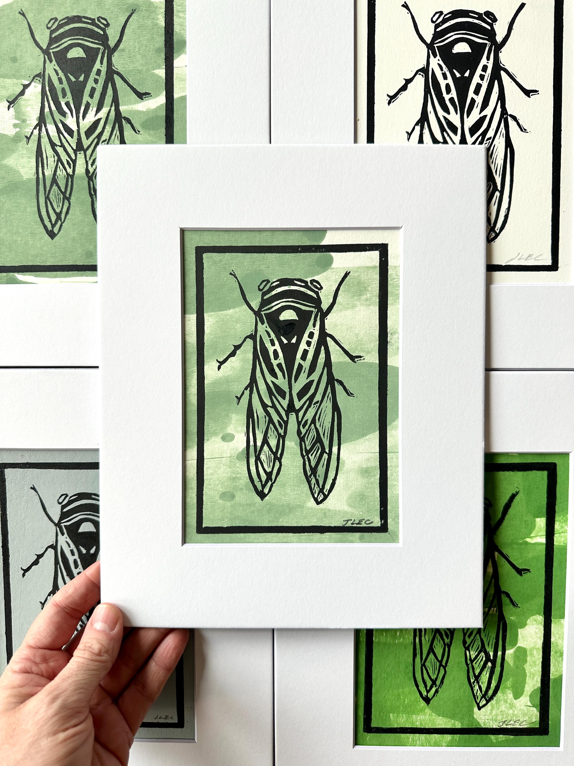 Cicada Summer | Linocut Print | Block Print | Insect | Bug | Summer ...