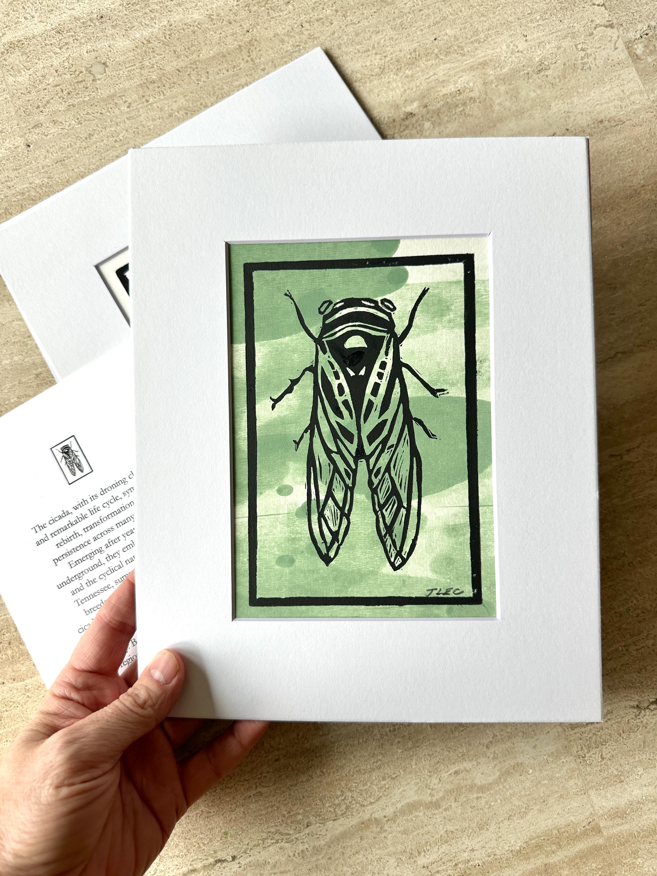 Cicada Summer | Linocut Print | Block Print | Insect | Bug | Summer ...