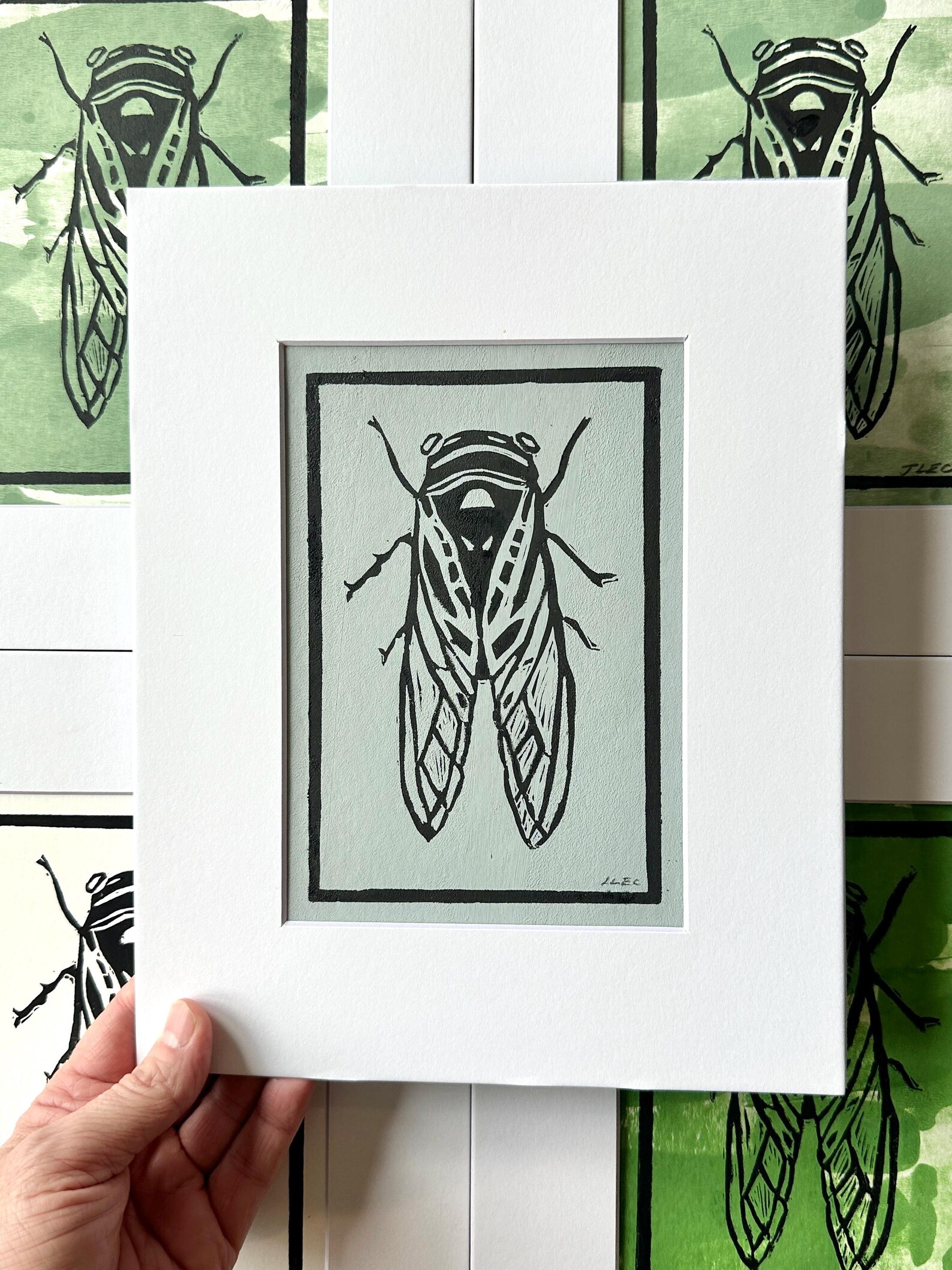 Cicada Summer | Linocut Print | Block Print | Insect | Bug | Summer ...