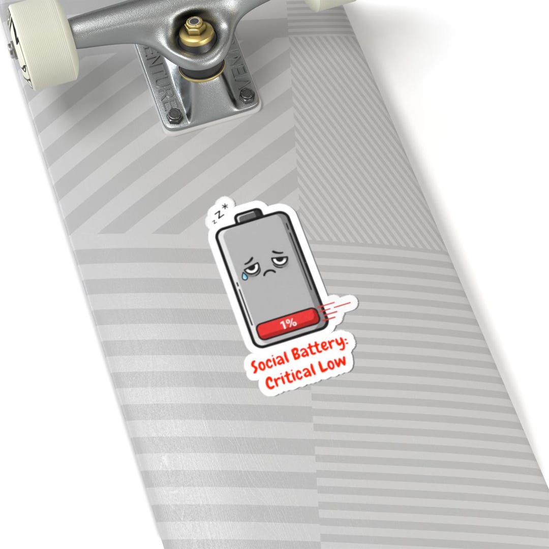Sad 1% Battery Sticker | Low Social Battery, Introvert Humor - Etsy