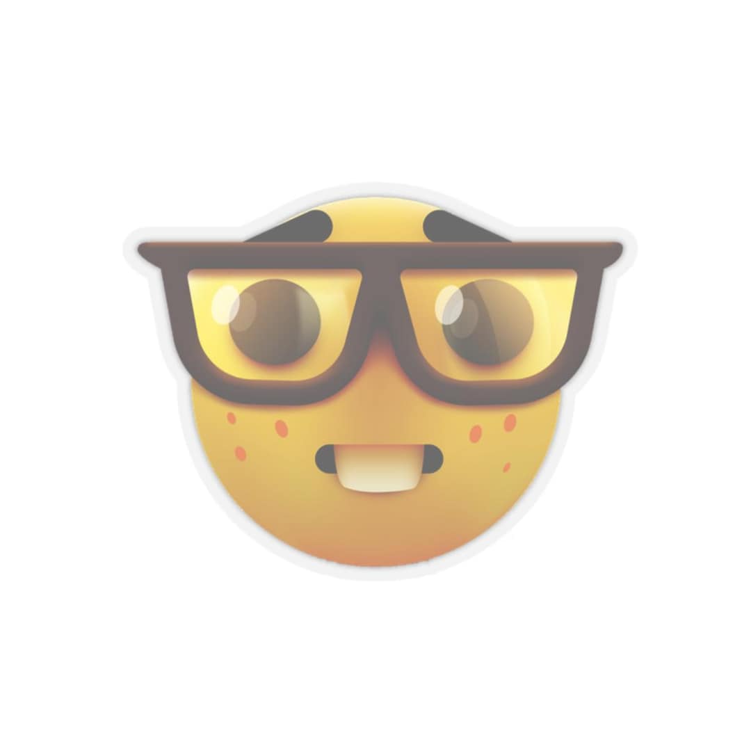 Funny Nerd Emoji Modern Sticker - Etsy