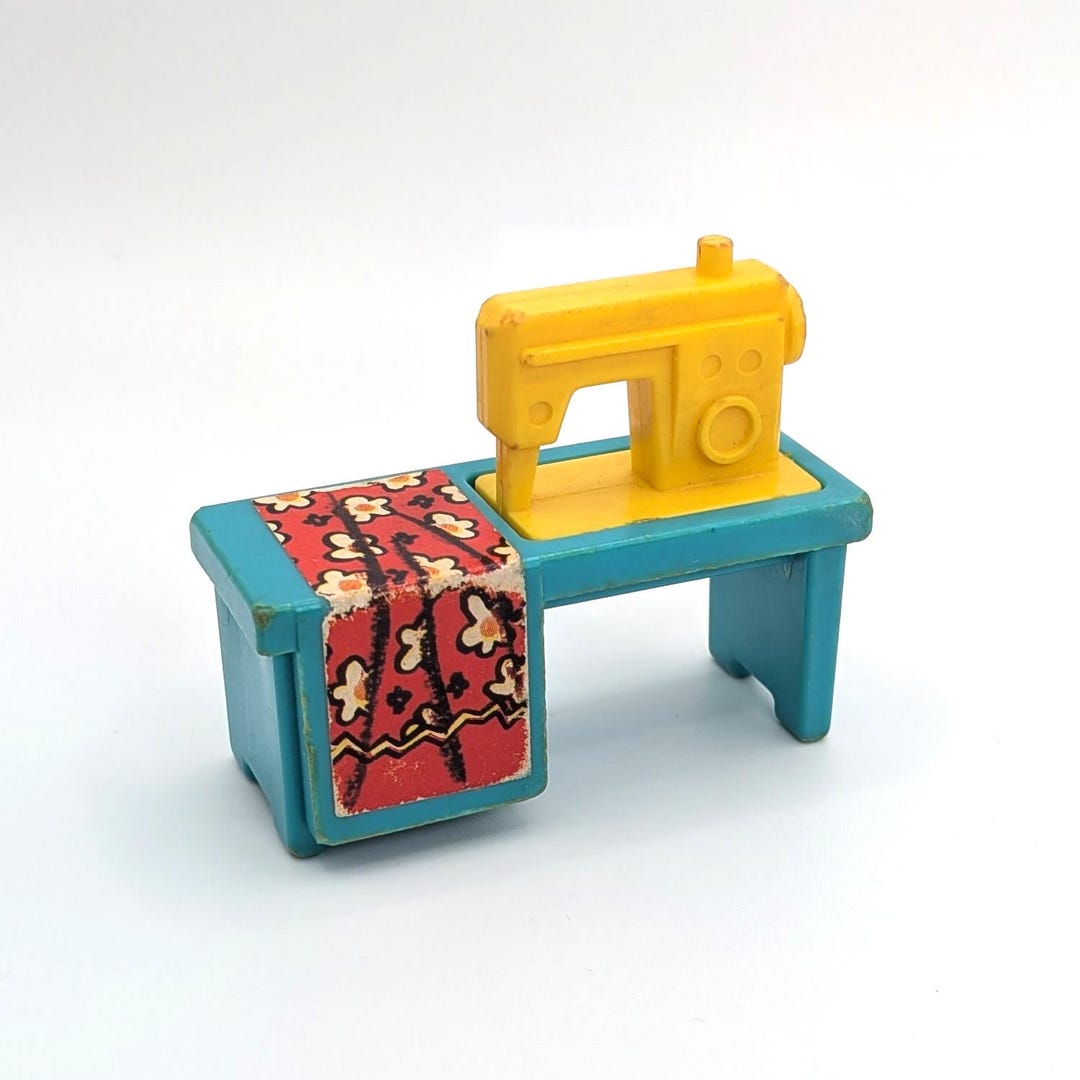 Sewing Machine Turquoise and Yellow - Fisher Price Little People - Etsy
