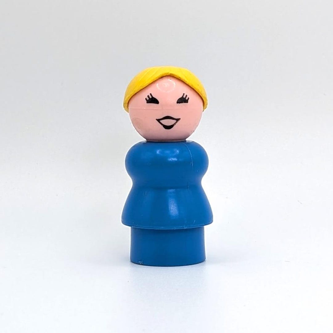 Fisher Price Little People Woman Figure - Blue Body | Yellow Ponytail ...