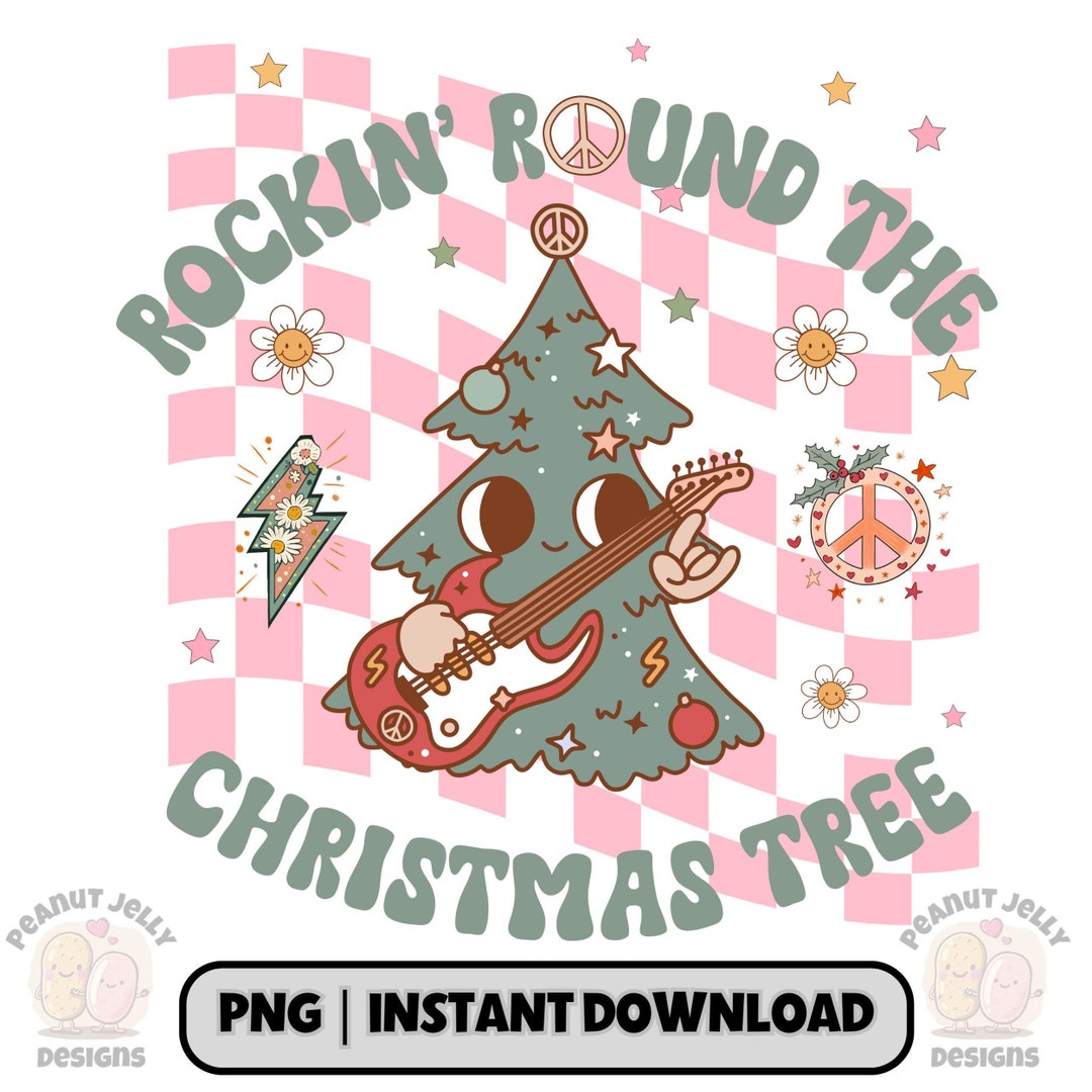 Retro Rockin' Christmas Tree PNG: Holiday Guitar Design (digital ...