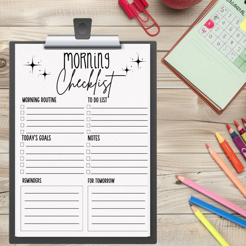 Editable Morning Checklist Template: Minimalist Daily Planner (PDF) - Etsy