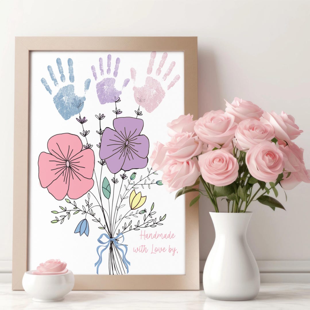 Flower Handprint Art: Mother's Day Keepsake Gift (PDF Printable) - Etsy