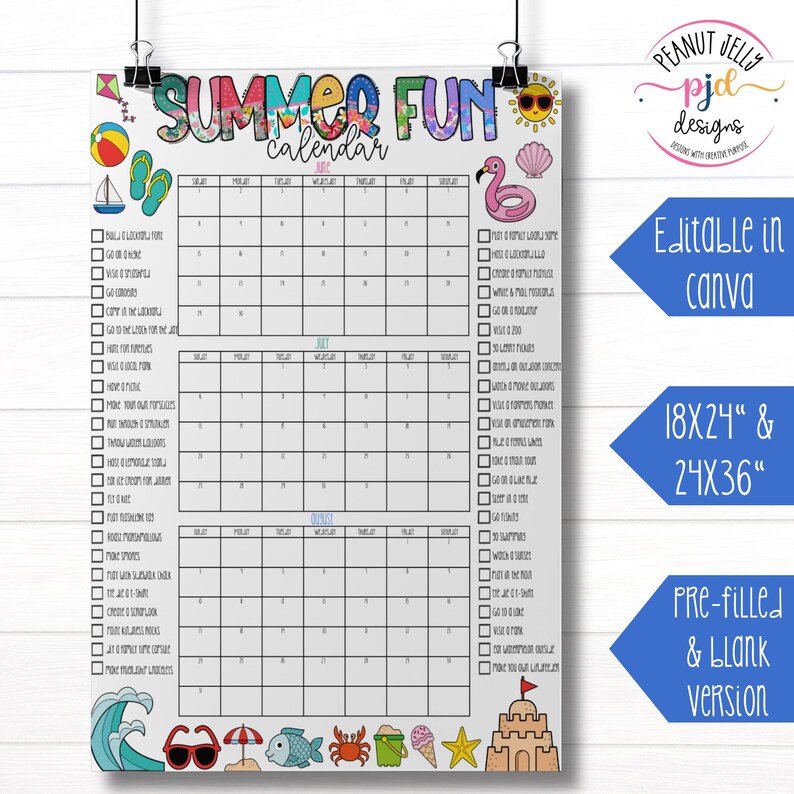 Summer Poster, Printable Summer Countdown Poster, Summer Bucket List ...