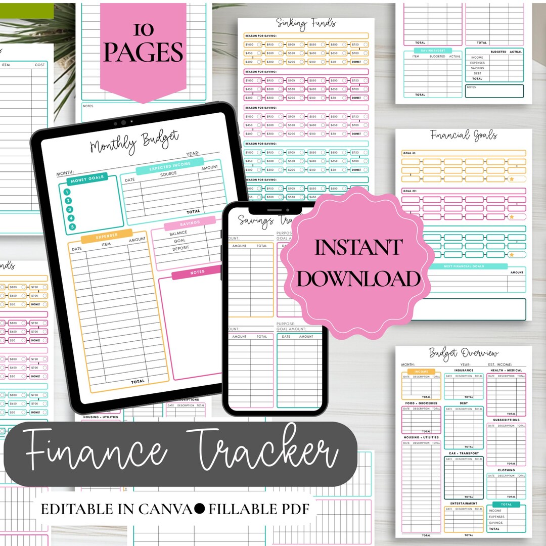 Finance Tracker, Printable Budget Planner, Financial Planner,monthly ...