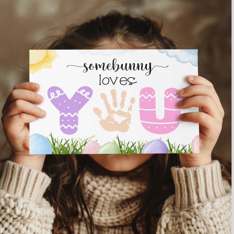 Handprint Art, Easter Printable Craft for Kids, Handprint Crafts, Happy ...