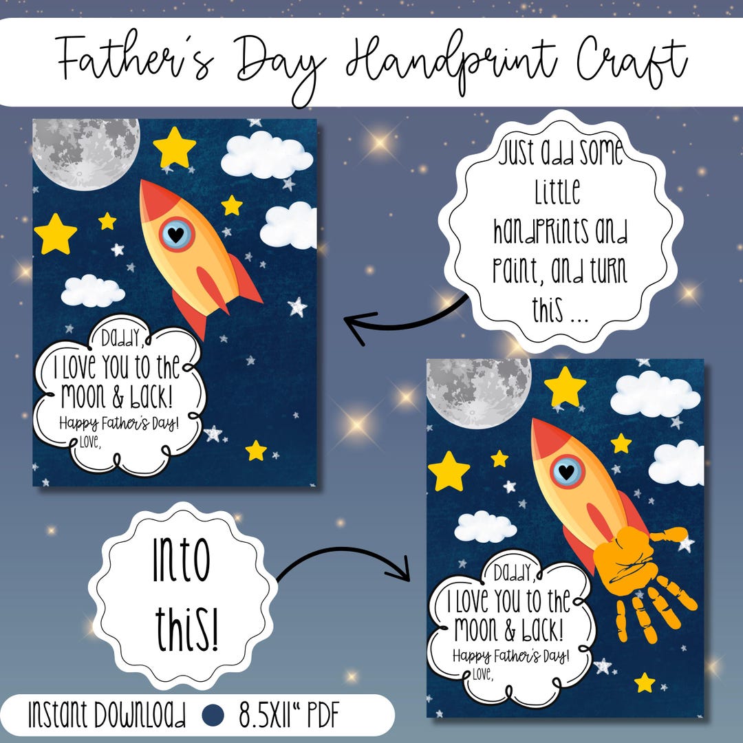 Father's Day Handprint Rocket Craft: Gift From Son (PDF) - Etsy