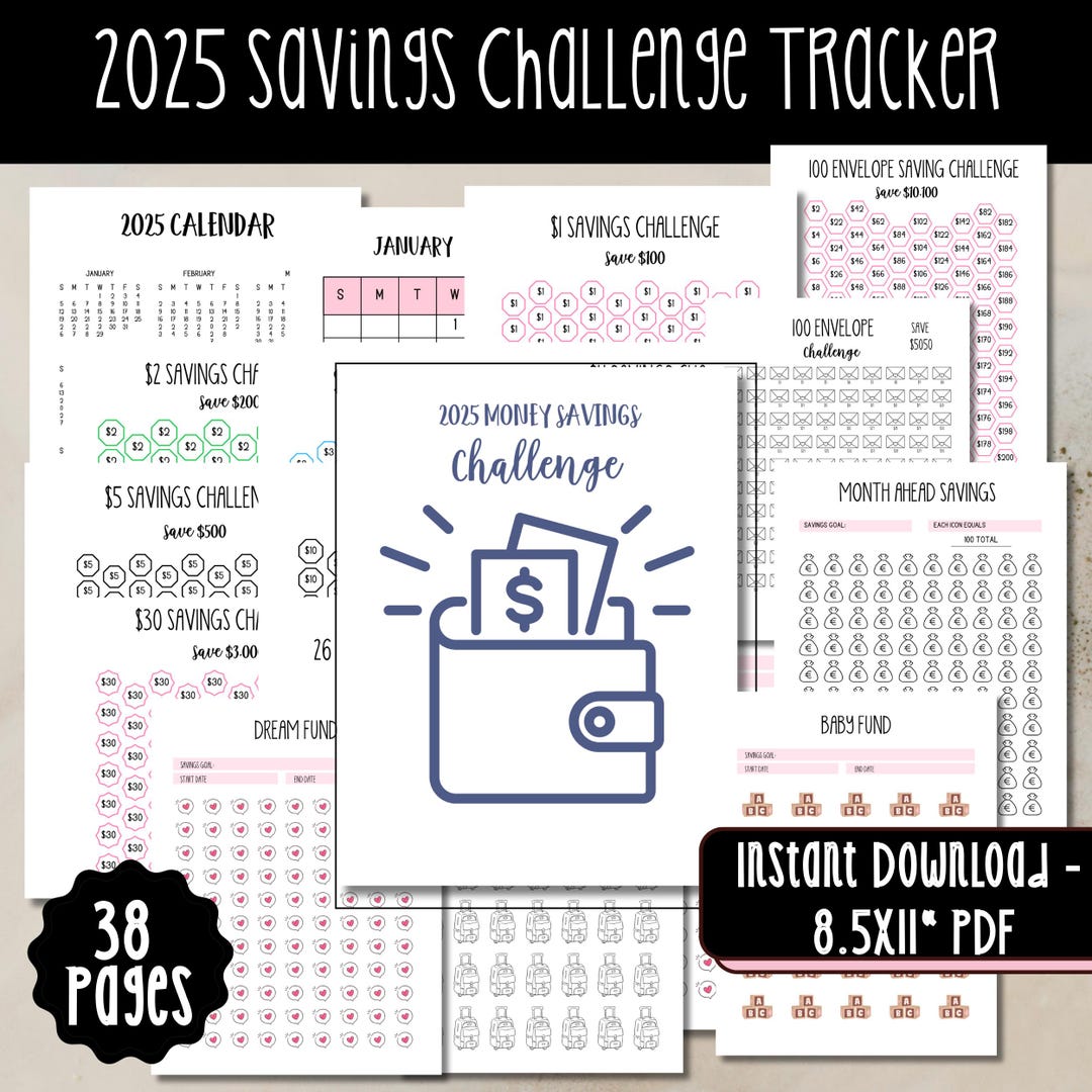 Money Savings Challenge: 100 Envelope Tracker, Budget Binder (PDF) - Etsy