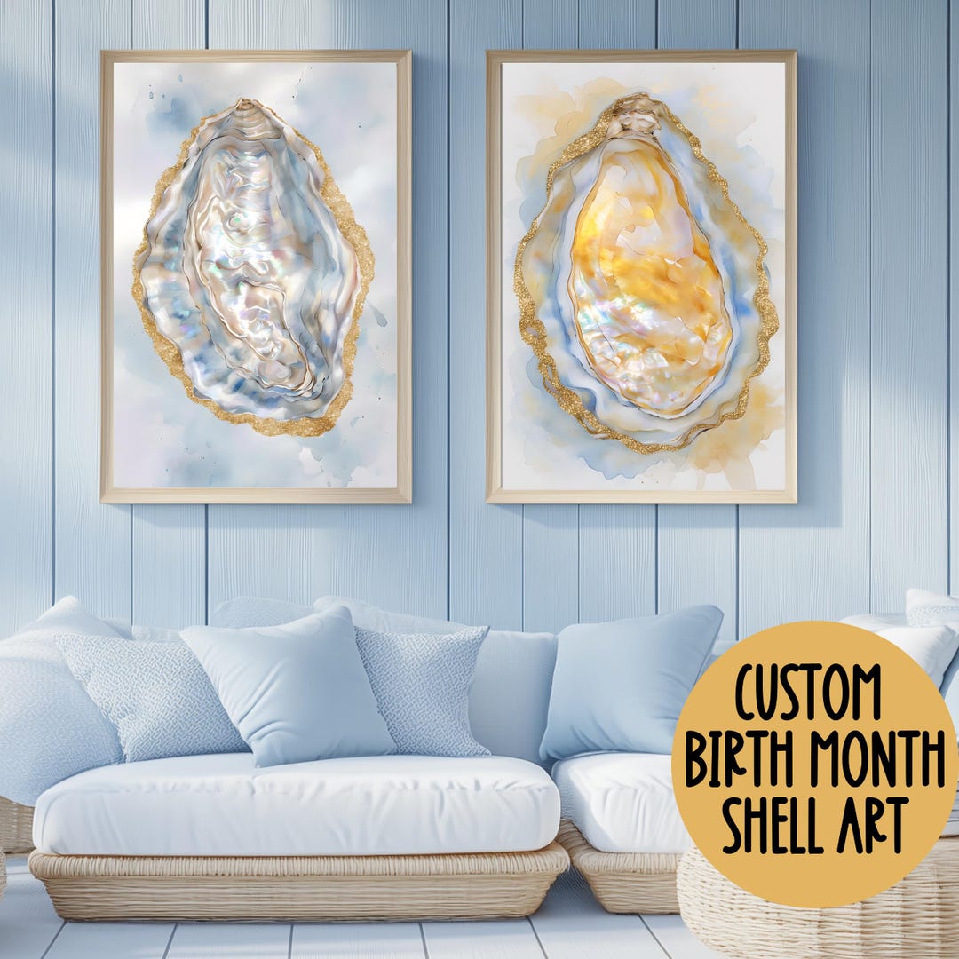 Birth Month Oyster Shell Watercolor Art Print (digital Download) - Etsy