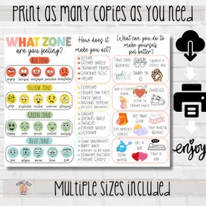 Zones of Regulation, Feelings Thermometer Printable,coping Skills for ...