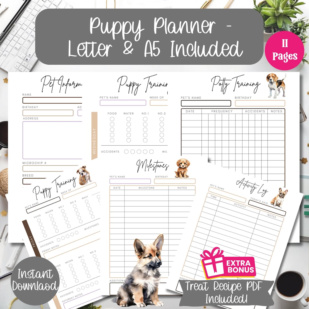 Pet Health Record, Printable Dog Record, Puppy Training Guide, Pet ...
