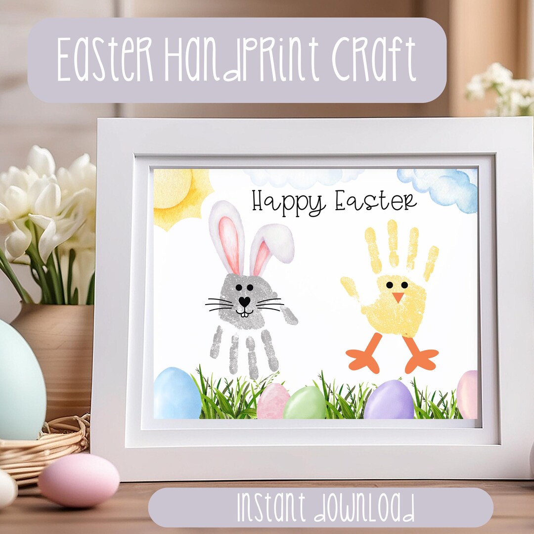 Bunny Chick, Easter Handprint Art Craft,printable Easter Art Craft for ...
