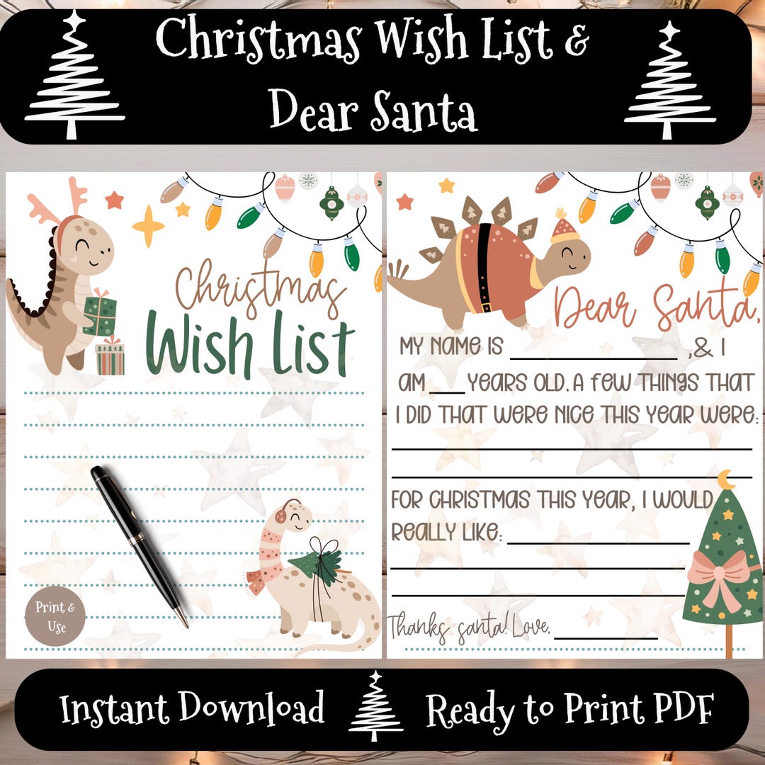 Letter to Santa, Kids Letter to Santa, Printable Wish List, Printable ...