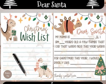 Christmas Wish List for Kids, Dear Santa Letter, Dear Santa Wish List ...