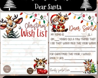 Christmas Wish List for Kids, Dear Santa Letter, Dear Santa Wish List ...