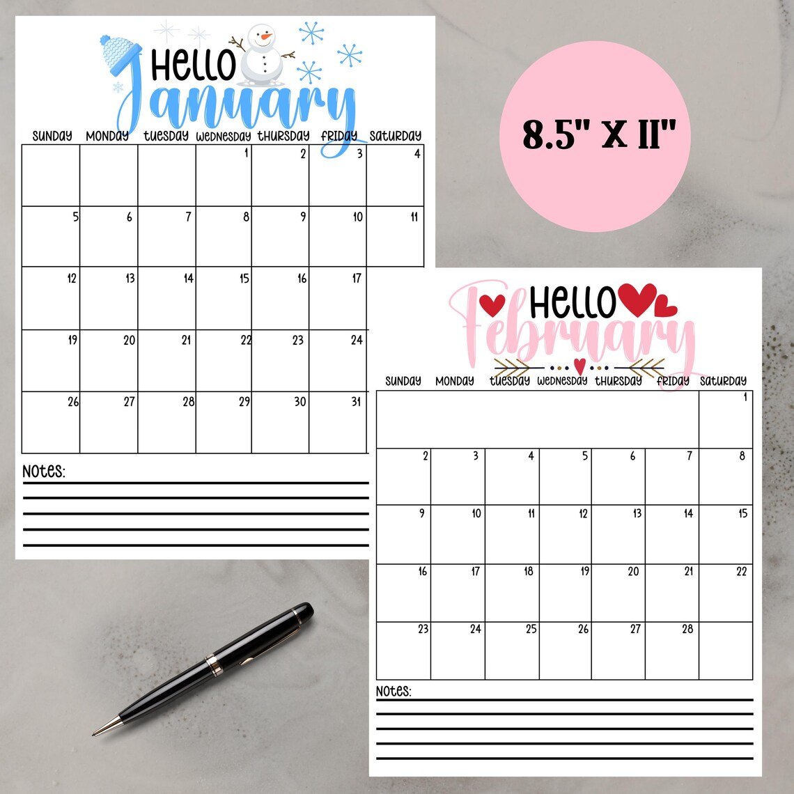 2025 Monthly Calendar Printable, Seasonal Theme (PDF) - Etsy
