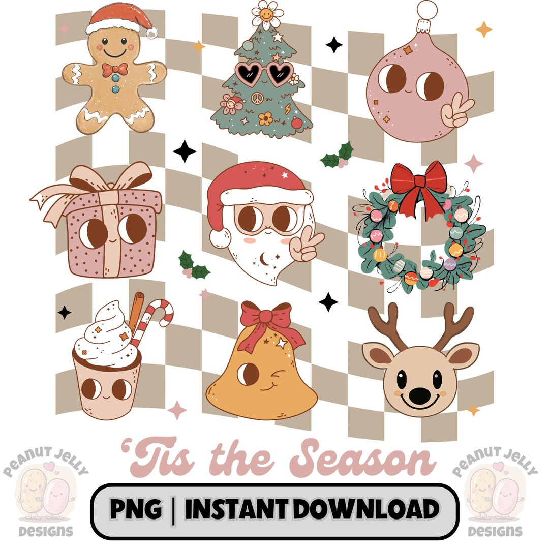Tis the Season Retro Christmas Png for Shirt, Tumblers, Mugs, Retro ...