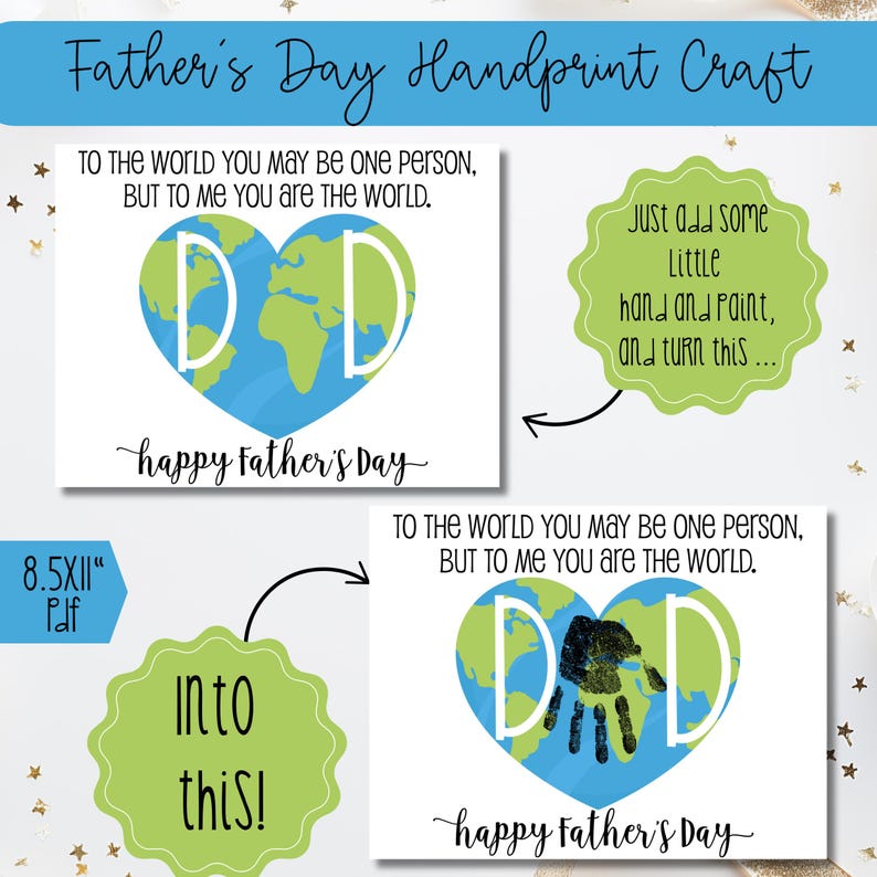 Father's Day Printable Craft for Kids, Handprint Art, Toddler Activity ...