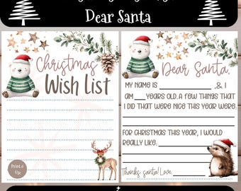 Christmas Wish List for Kids, Dear Santa Letter, Dear Santa Wish List ...