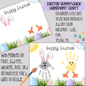 Bunny Chick, Easter Handprint Art Craft,printable Easter Art Craft for ...