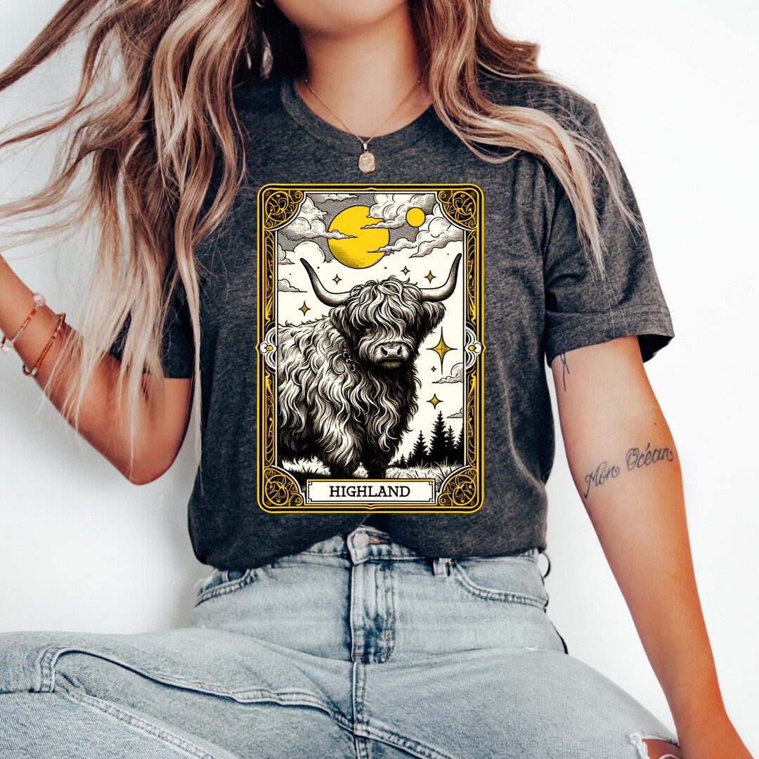 Highland Cow Tarot Card Shirt, Highland Cow Tshirt, Country Shirt, Cow ...