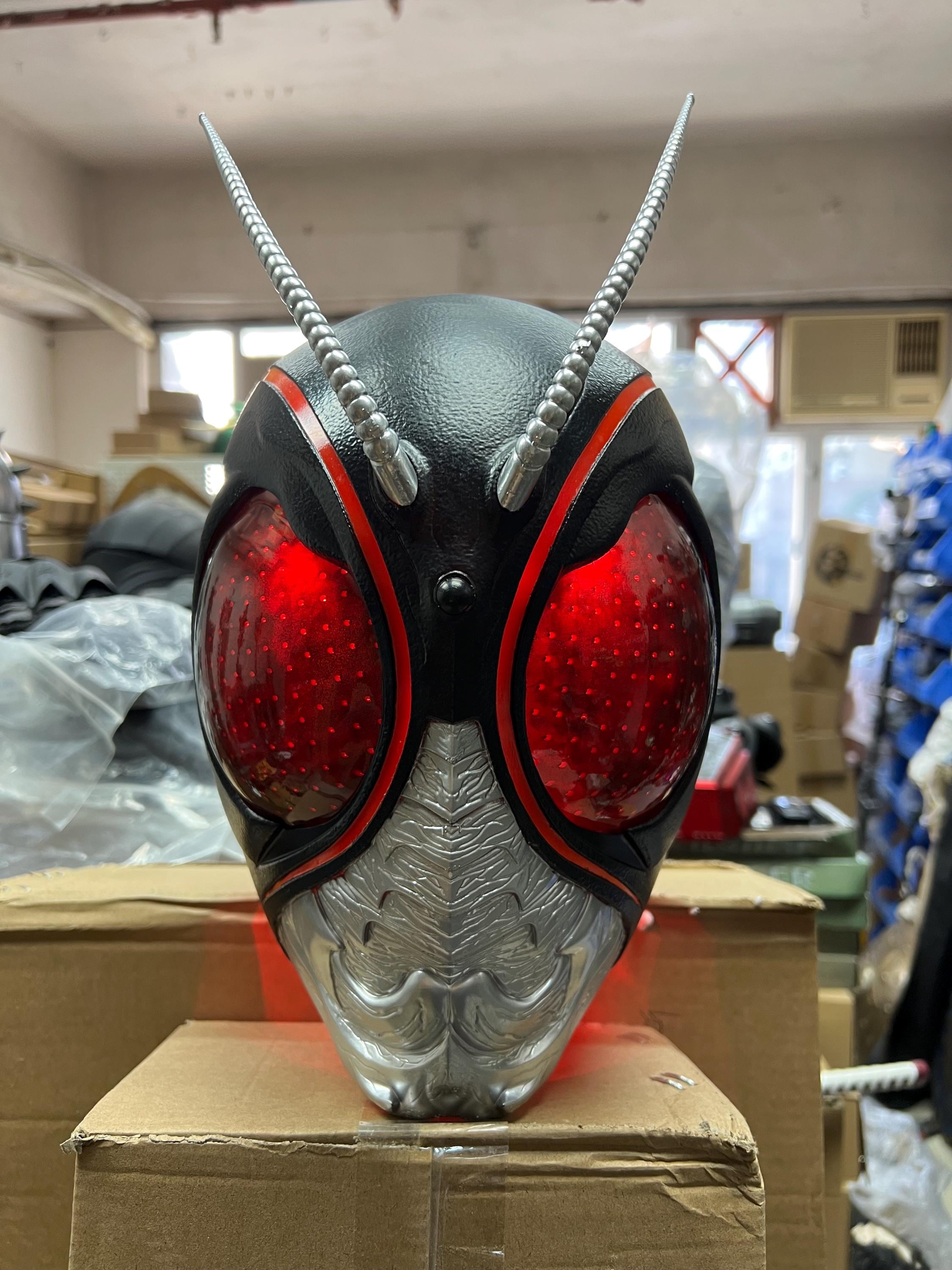 3d Print Masked Kamen Rider Black Sun Shadow Moon Cosplay LED Helmet ...