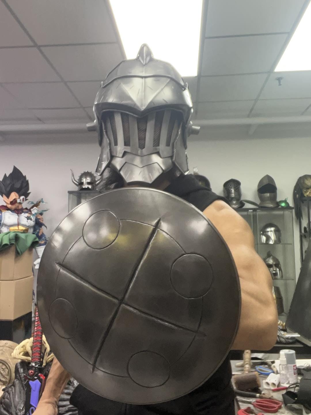 Steel Goblin Slayer Helmet Shield Cosplay Weapon Armor - Etsy
