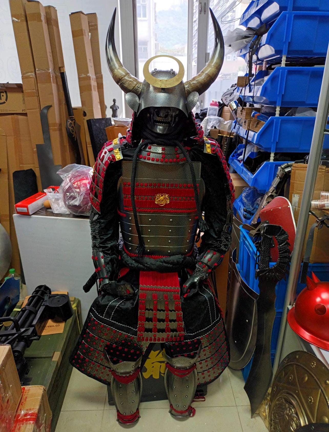 Japan Samurai Armor Design 1-4 Cosplay Metal Helmet Gauntlet Pauldron ...