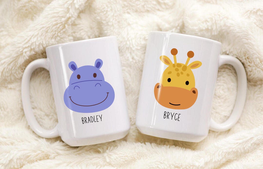 Personalized Kids Mug With Animal Design / Custom Name Mug for Boys and ...