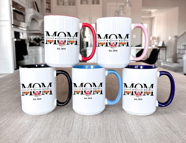 Personalized Floral Mug for Mom • Custom Mother's Day Gift • New Mom ...