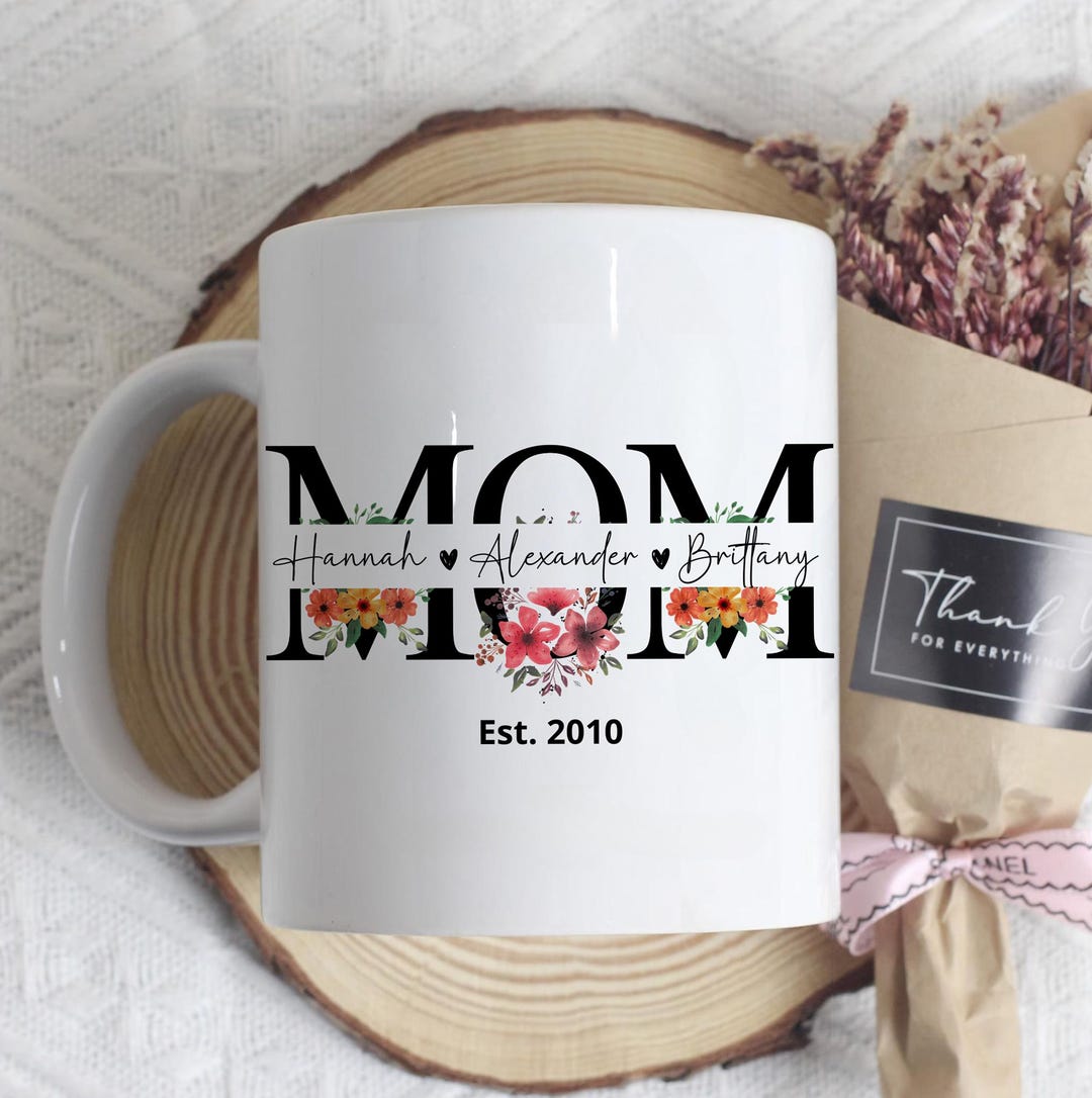 Personalized Floral Mug for Mom • Custom Mother's Day Gift • New Mom ...