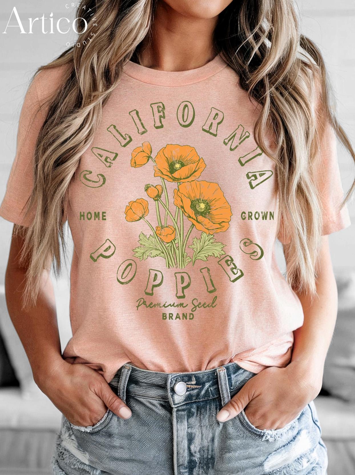 Vintage California Poppies PNG: Retro Floral Digital Print, Wildflowers ...
