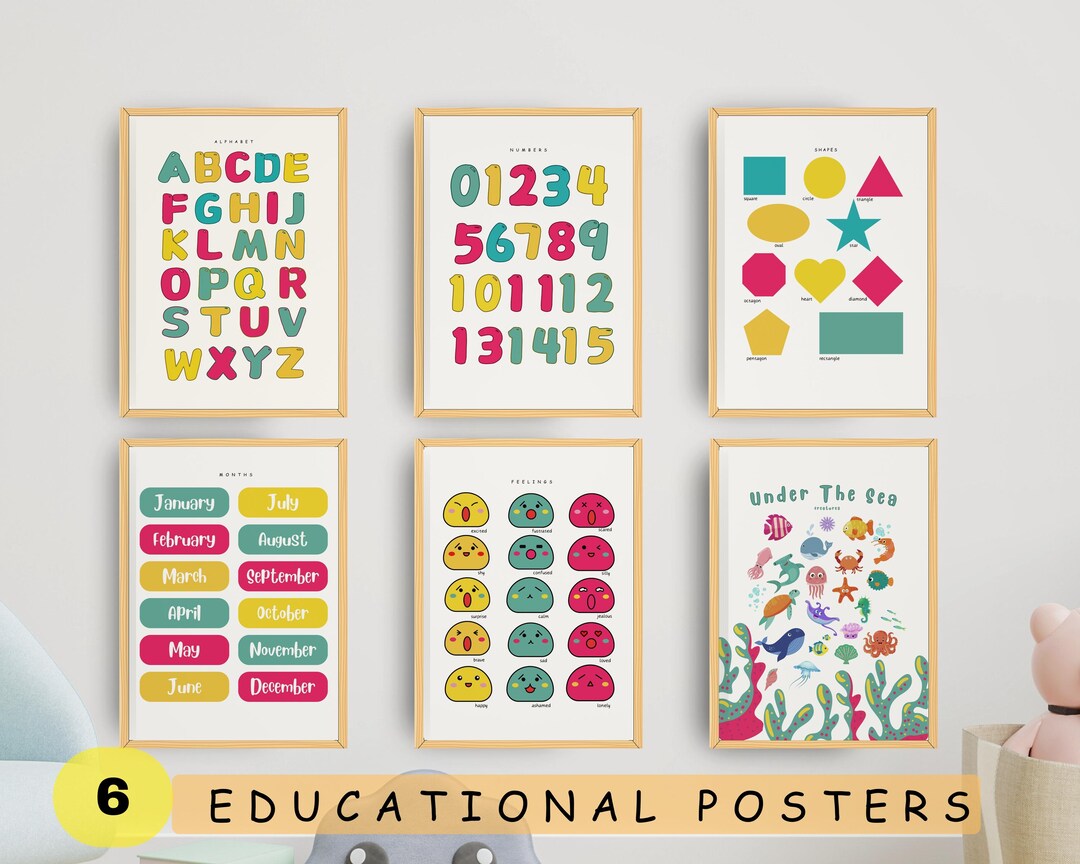 6 Educational Posters Nursery Decor Bundle Educational Printables ...