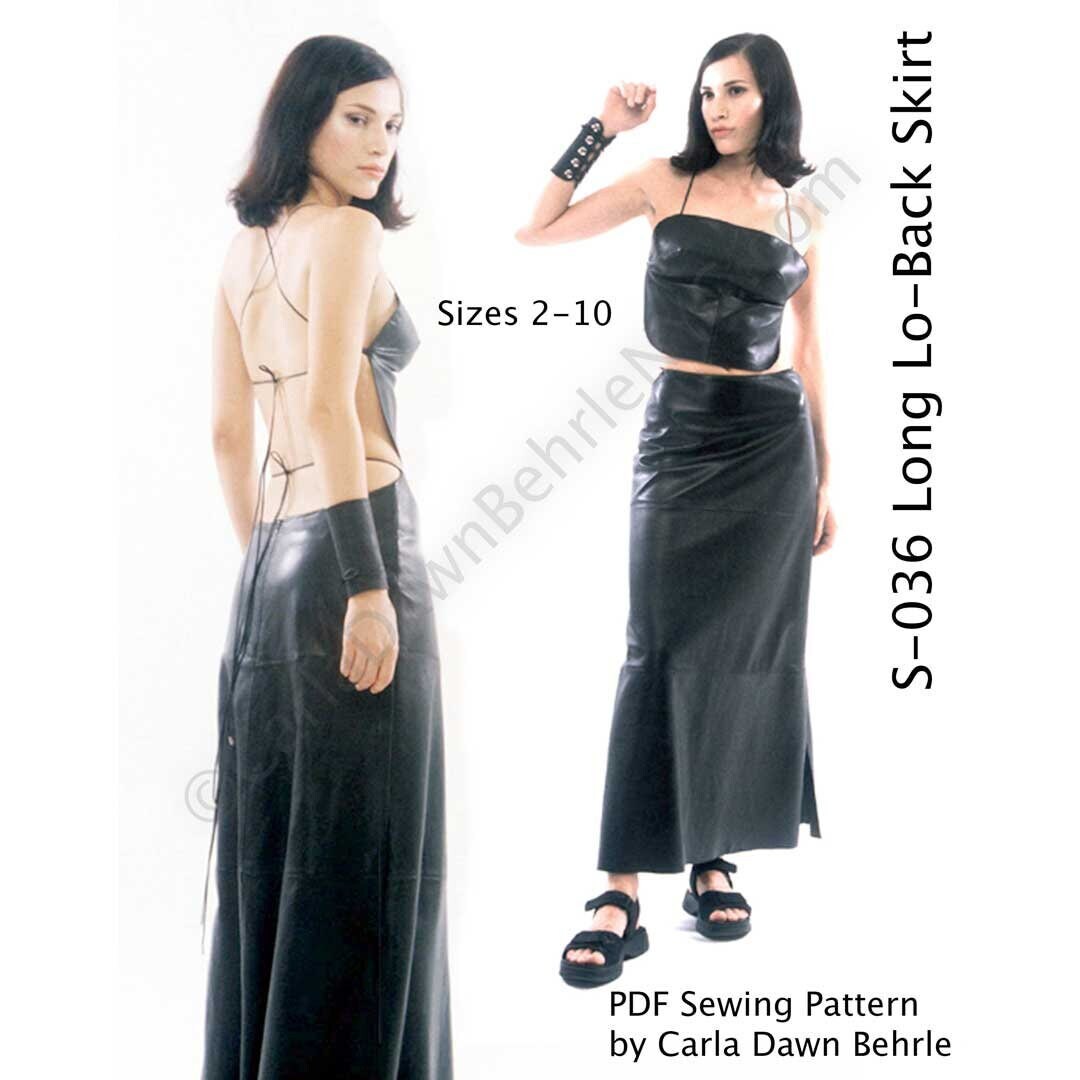 Long Lo-back Skirt PDF Sewing Pattern Created for Leather - Etsy
