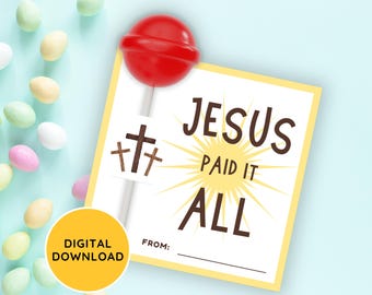 Christian Easter Lollipop Treat Tag, He is Risen Sucker Holder ...